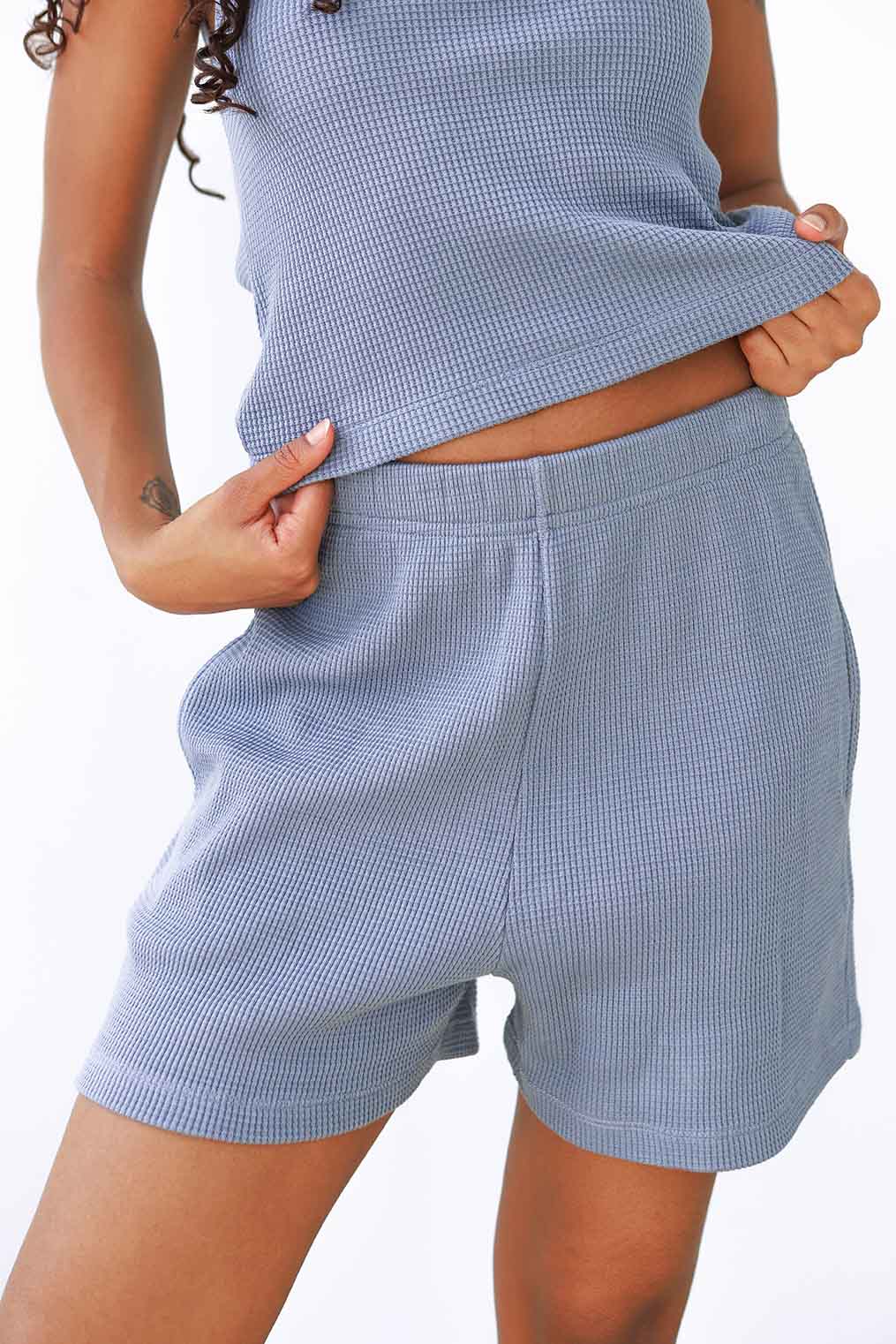 Noble Waffle Short in Pebble Blue